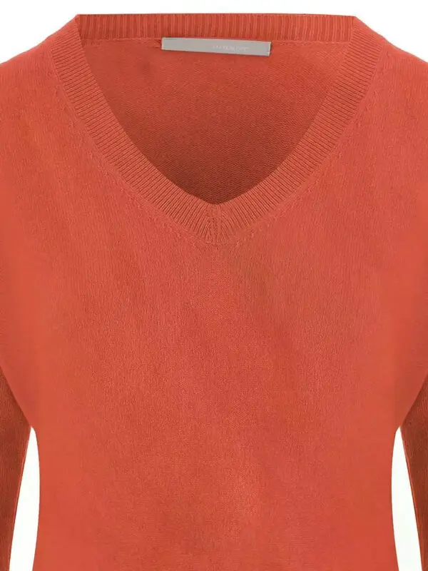 ALLUDE Ribbed V-neck Sweater - Red