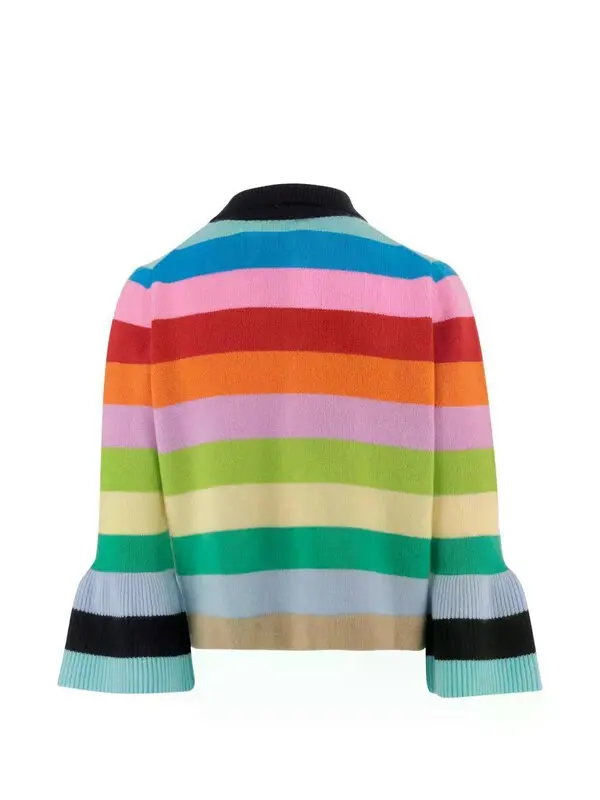 ALLUDE Striped Collared Cardigan