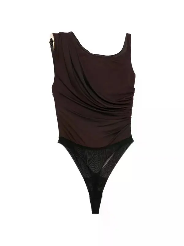 Elisabetta Franchi Draped One-shoulder Bodysuit - Brown