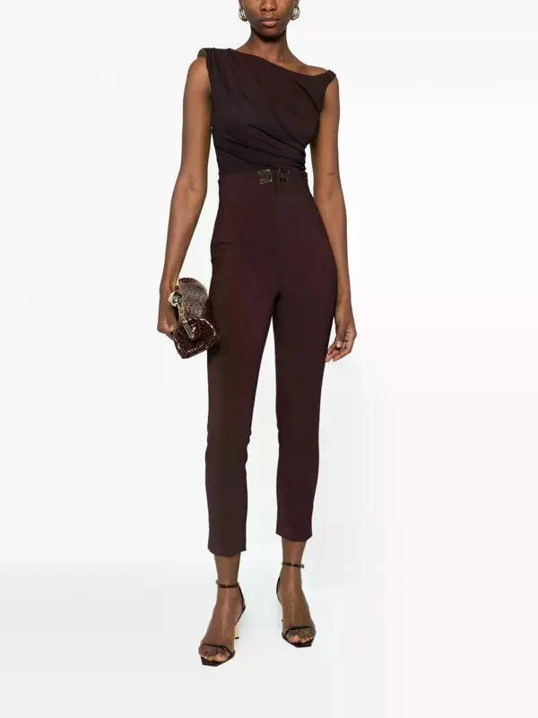 Elisabetta Franchi Draped One-shoulder Bodysuit - Brown