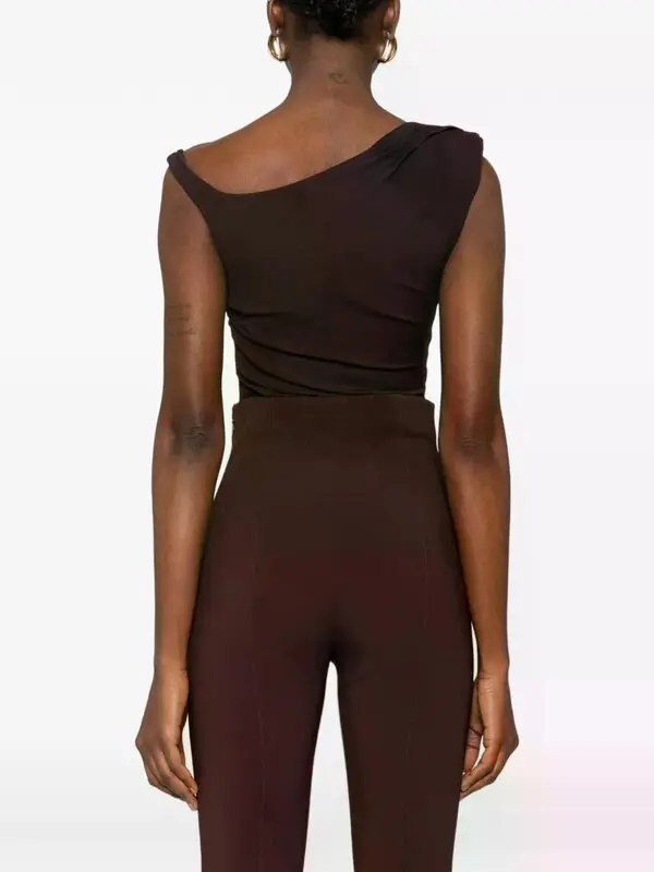 Elisabetta Franchi Draped One-shoulder Bodysuit - Brown