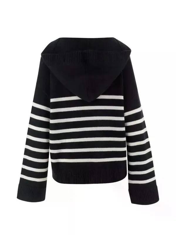 ALLUDE Striped Hooded Sweater - Blue