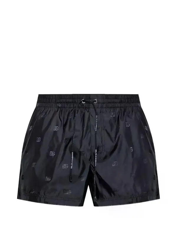 Dolce & Gabbana Logo Drawstring Swim Shorts - Black