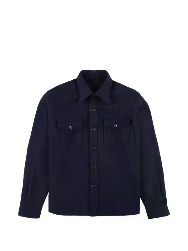 FORTELA Brushed Front Pocket Overshirt - Blue