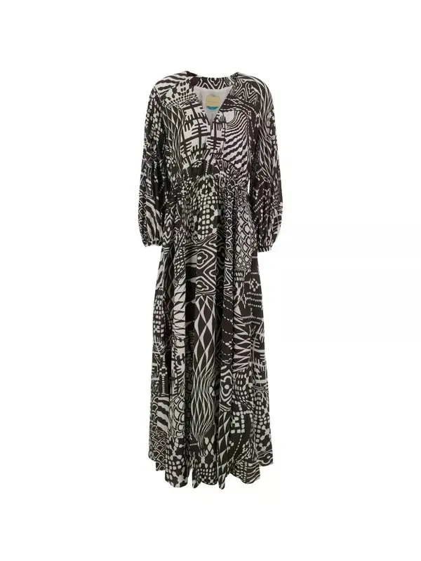 Momoni Geometric-pattern Maxi Dress - Brown