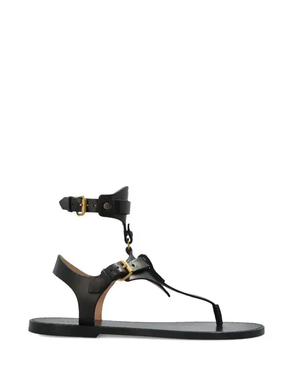Isabel Marant Eveena Buckle Leather Sandals - Black