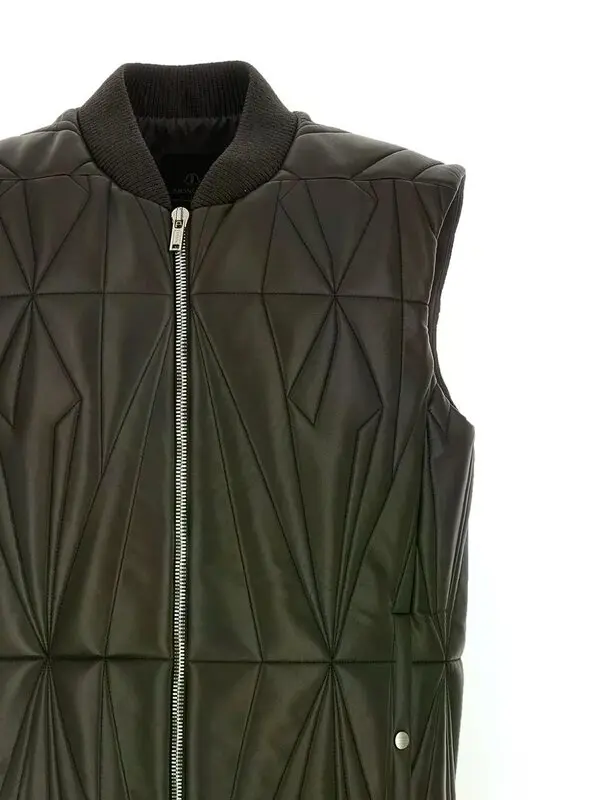 Moncler Quilted Leather Vest - Black
