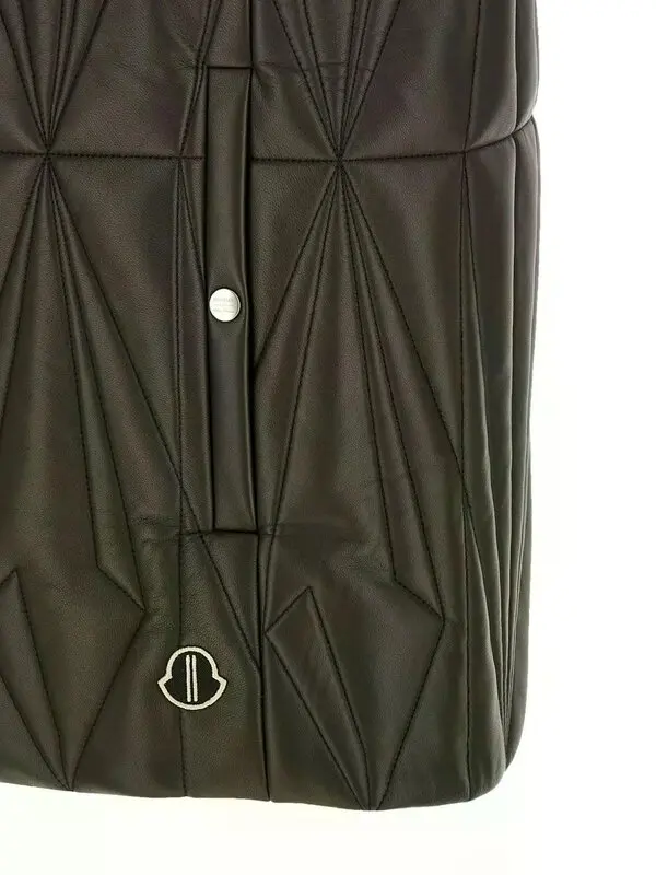 Moncler Quilted Leather Vest - Black