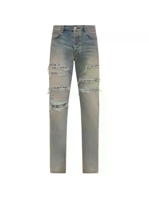 Amiri Distressed Snake Slim Jeans