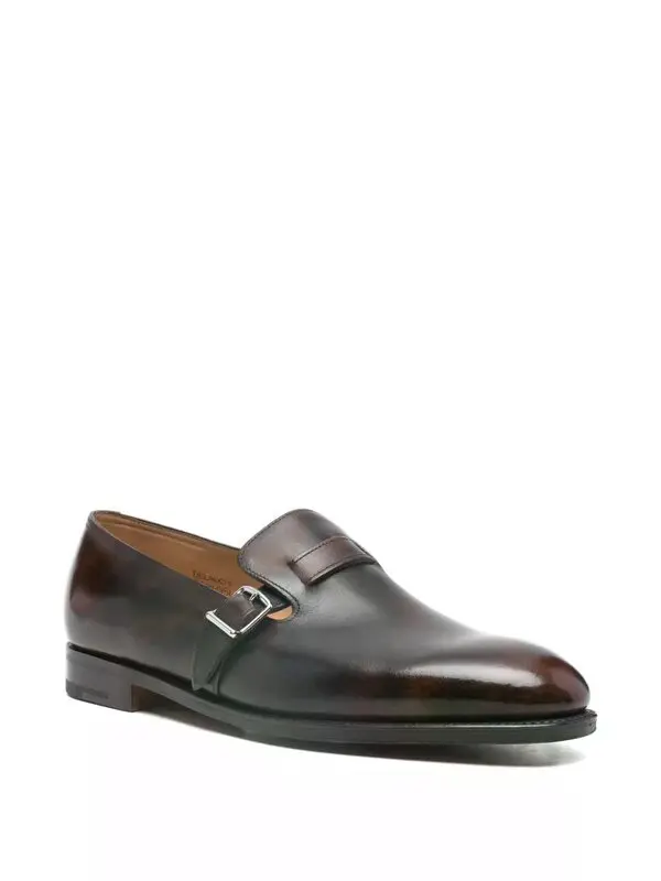 John Lobb Buckle Strap Leather Loafers - Brown