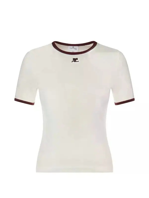 COURREGES Logo-trim T-shirt