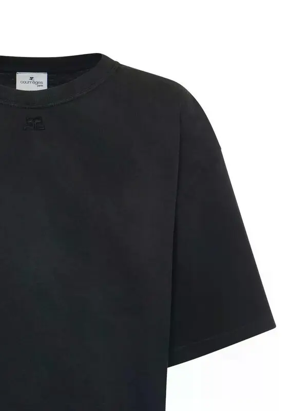 COURREGES Logo-embroidered T-shirt - Black