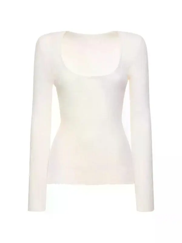 Jacquemus Scoop-neck Long-sleeve Sweater - White