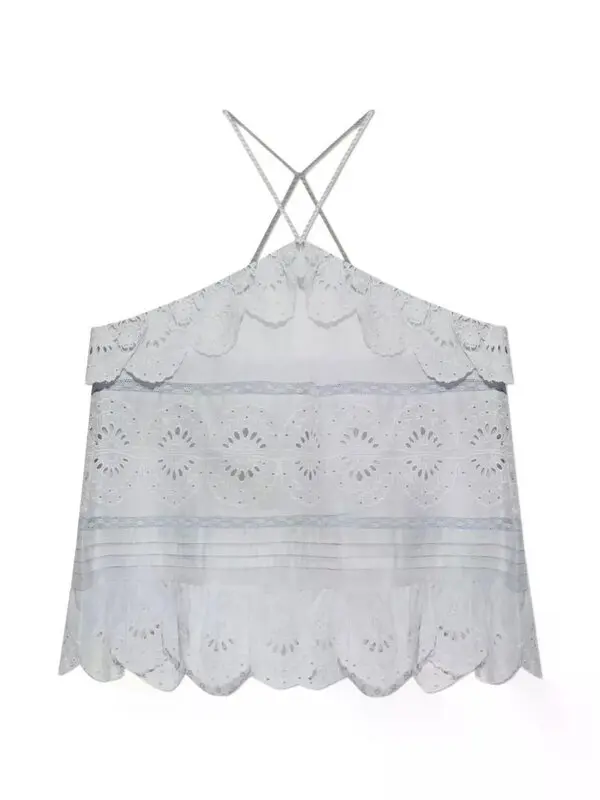 MARANT ETOILE Prisha Broderie-anglaise Ruffled Top - Blue