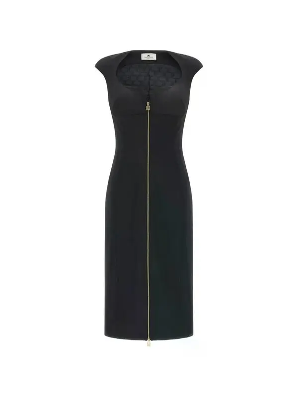 Elisabetta Franchi Sweetheart-neck Zip Midi Dress - Black