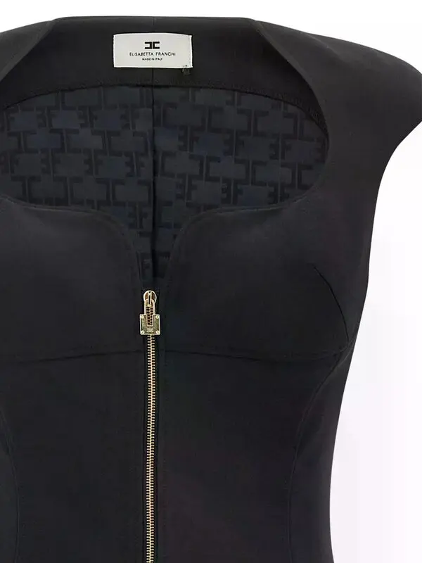 Elisabetta Franchi Sweetheart-neck Zip Midi Dress - Black