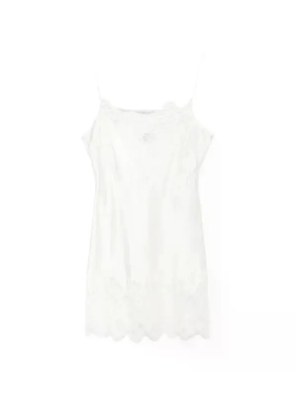 Carine Gilson Lace Trim Straight-neckline Slip - White
