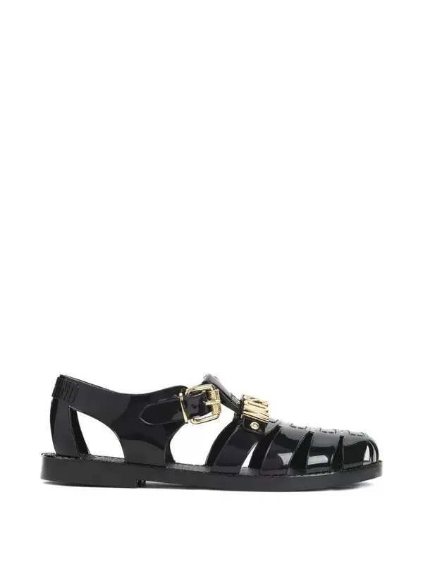 Moschino Logo Buckle Sandals - Black