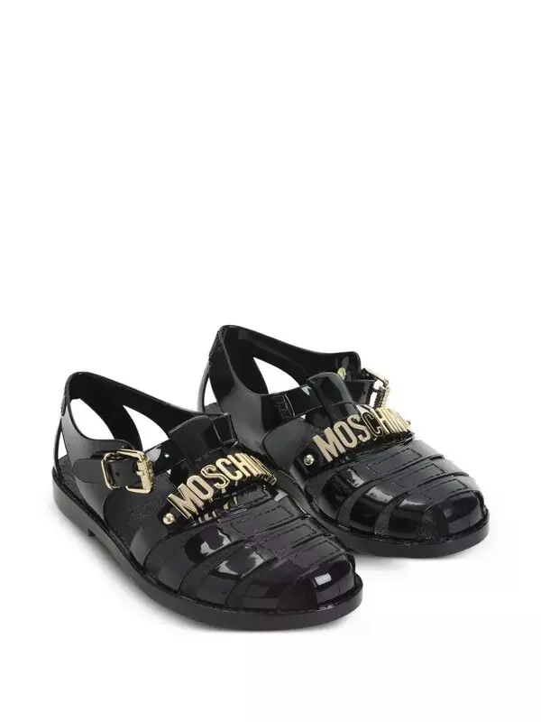 Moschino Logo Buckle Sandals - Black