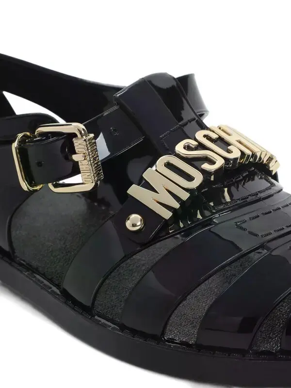 Moschino Logo Buckle Sandals - Black