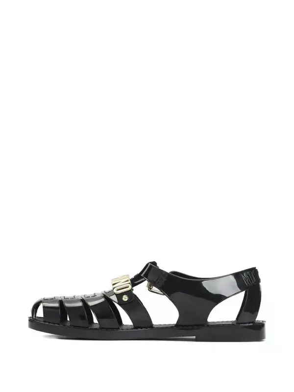 Moschino Logo Buckle Sandals - Black