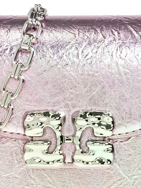 GANNI Lulu Wallet On Chain In Metallic - Pink