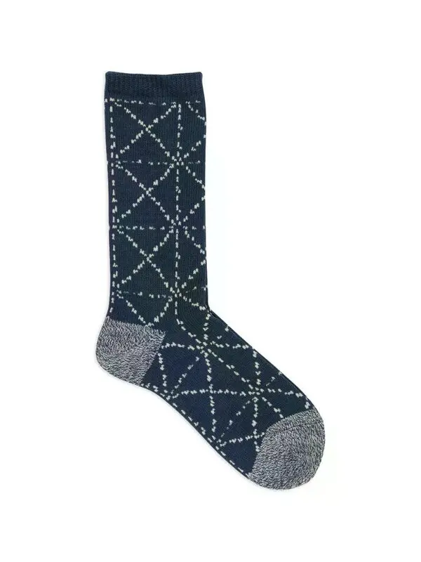 Kapital Diamond-pattern Crew Socks - Blue