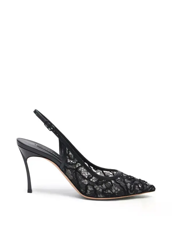 Casadei Chantilly Blade Lace Heel Pumps