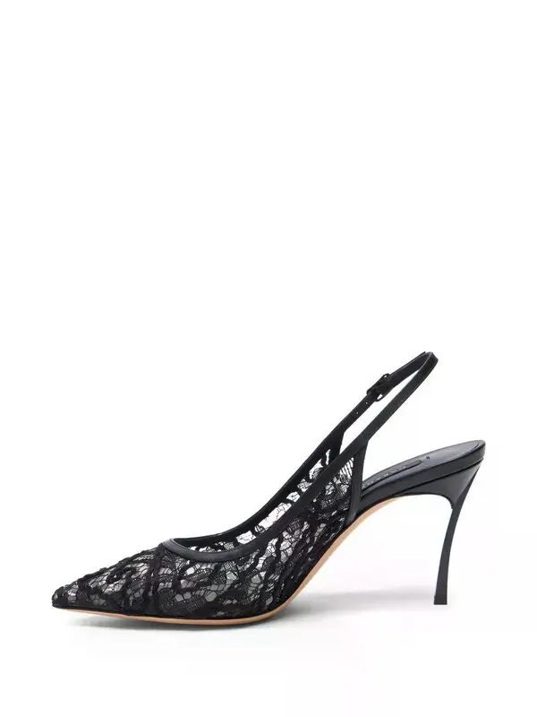 Casadei Chantilly Blade Lace Heel Pumps