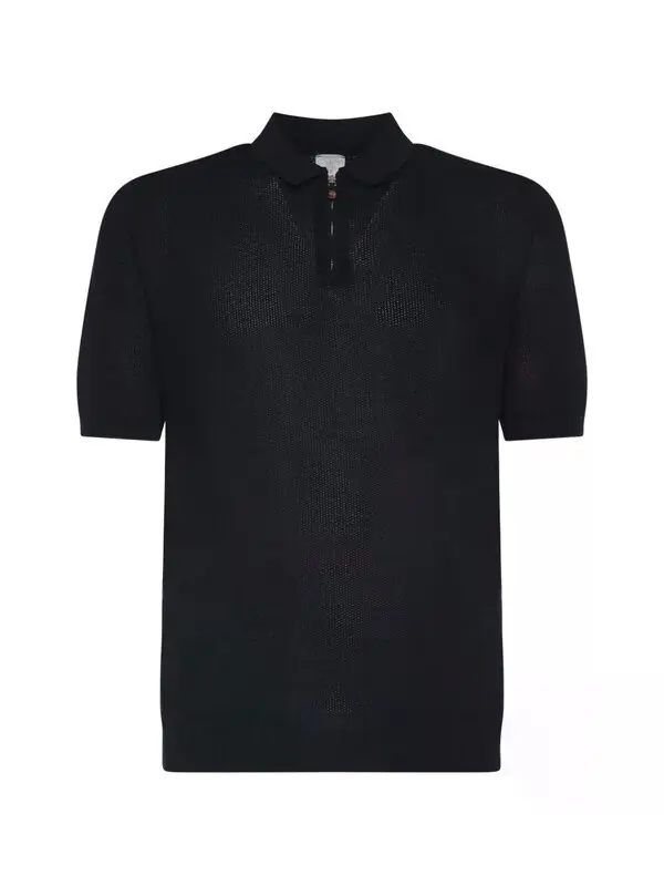 Eleventy Zip-up Short-sleeve Polo Shirt - Blue