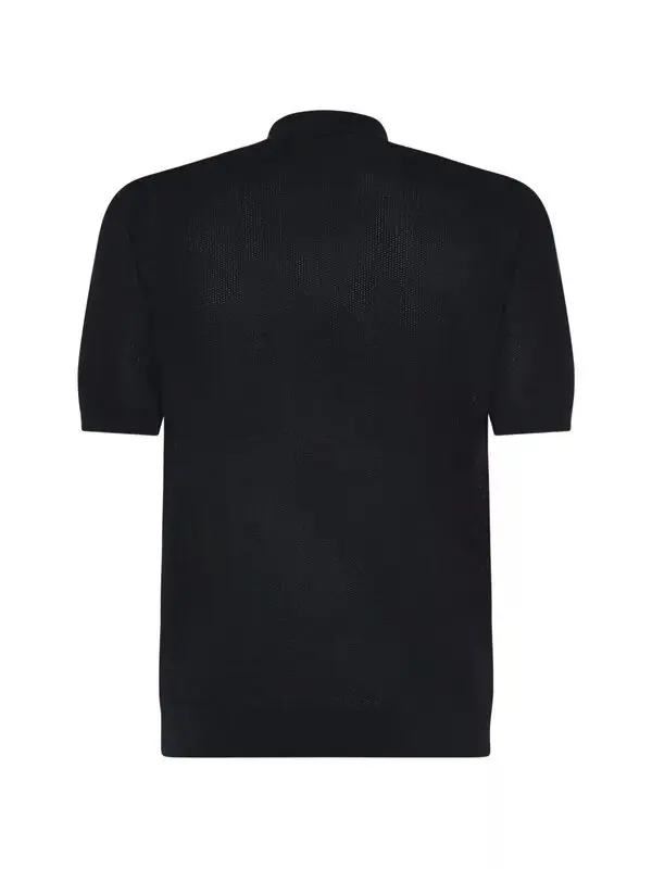 Eleventy Zip-up Short-sleeve Polo Shirt - Blue