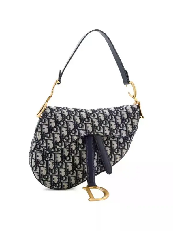 Dior Saddle Handbag Oblique Canvas Medium - Blue