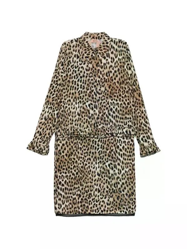 N°21 Leopard-print Ruffled Dress - Neutrals