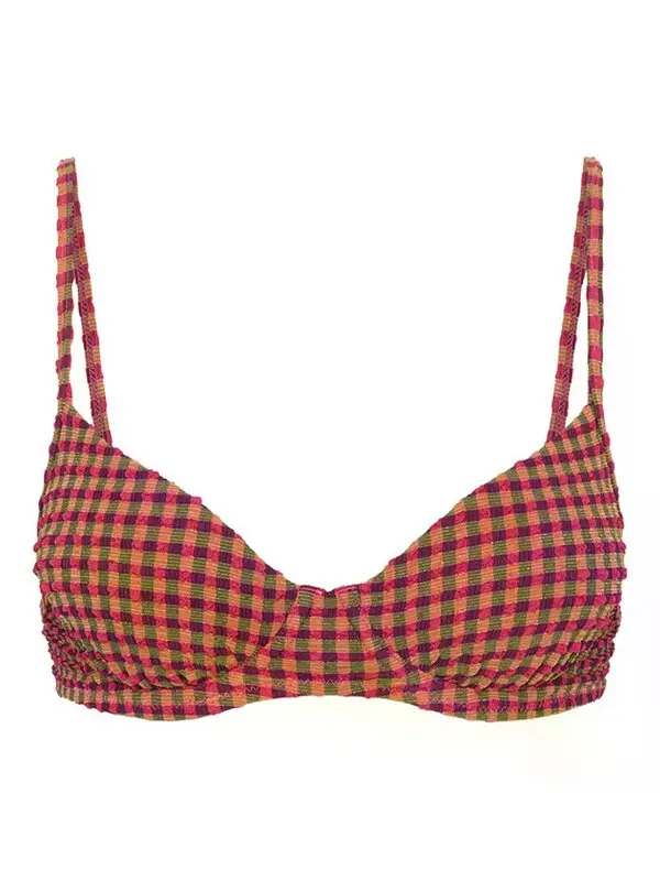 The Upside Aliki Heidi Checked-pattern Bikini Bra - Pink