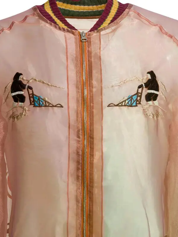Kapital Embroidered Zip-up Coat - Pink