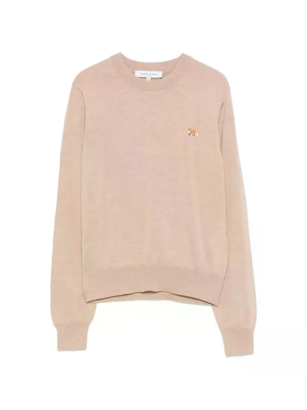 Maison Kitsuné Fox Appliqué Crewneck Sweater - Neutrals