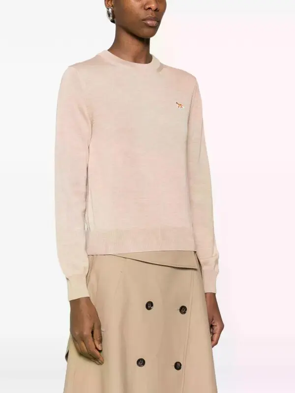 Maison Kitsuné Fox Appliqué Crewneck Sweater - Neutrals