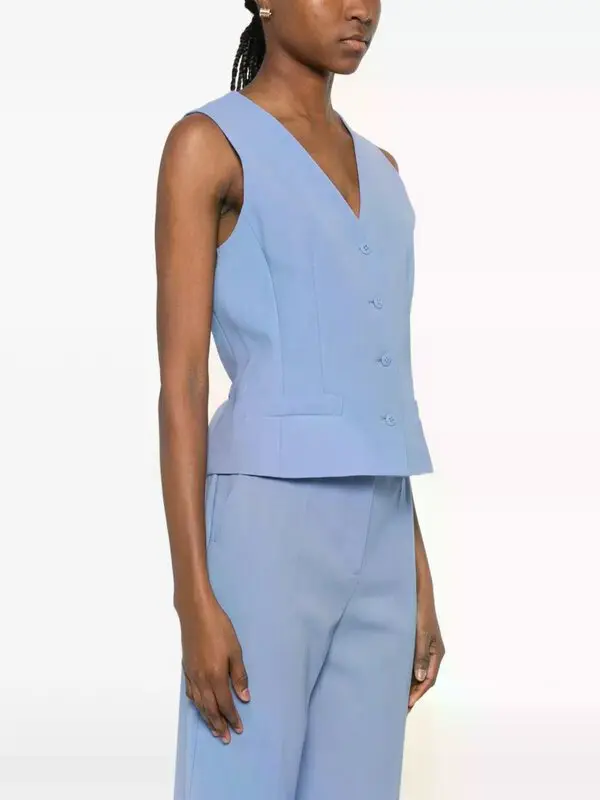 Max Mara Mstmadia Buttoned Virgin Wool Waistcoat - Blue