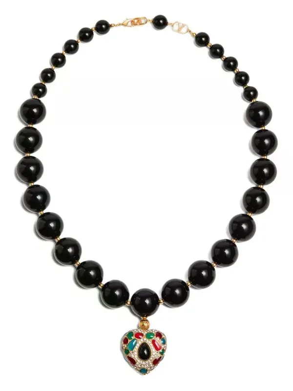 Valentino Garavani Coeur Royal Heart Pendant Necklace - Black