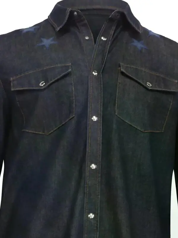 Givenchy Star-embroidered Button-down Denim Shirt