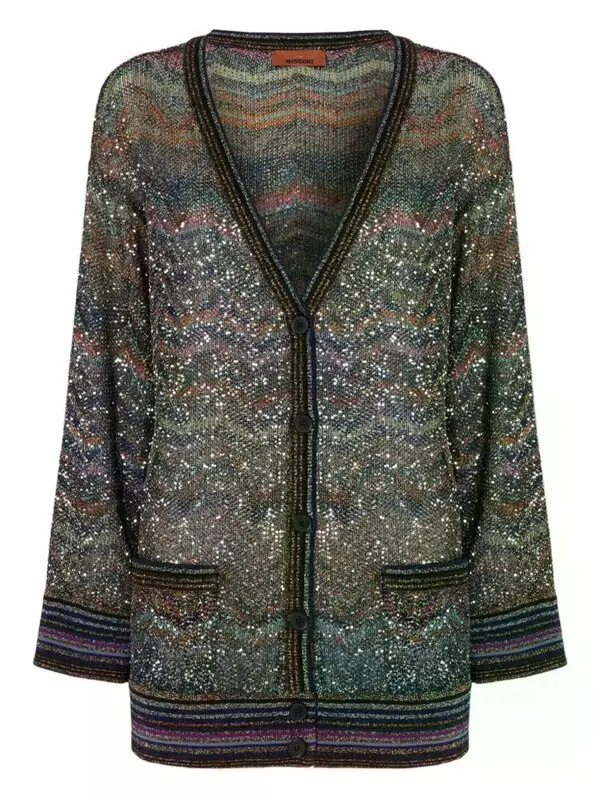 Missoni Oversized Zigzag Pattern Cardigan - Black