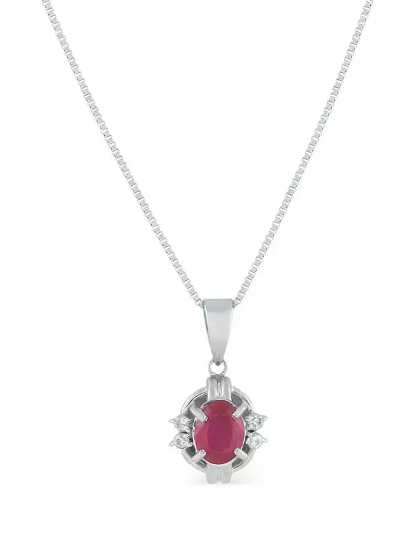 LB EXCLUSIVE Diamond And Ruby Platinum Pendant Necklace - Silver