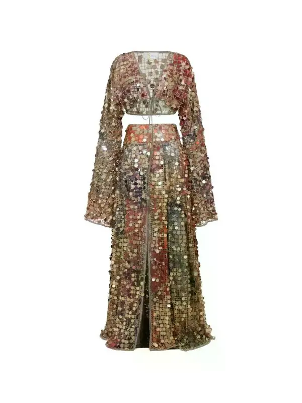 SANA OSMANI Sequin Embellished Skirt Set - Gold