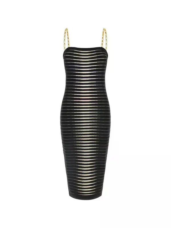 Elisabetta Franchi Striped-pattern Chain-strap Midi Dress
