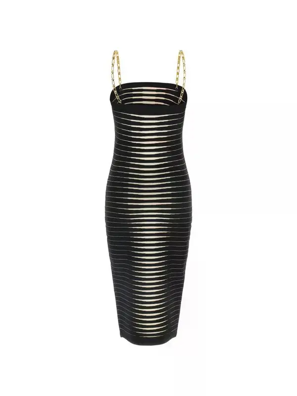 Elisabetta Franchi Striped-pattern Chain-strap Midi Dress