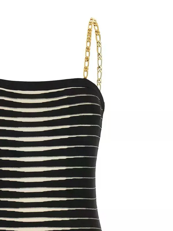 Elisabetta Franchi Striped-pattern Chain-strap Midi Dress
