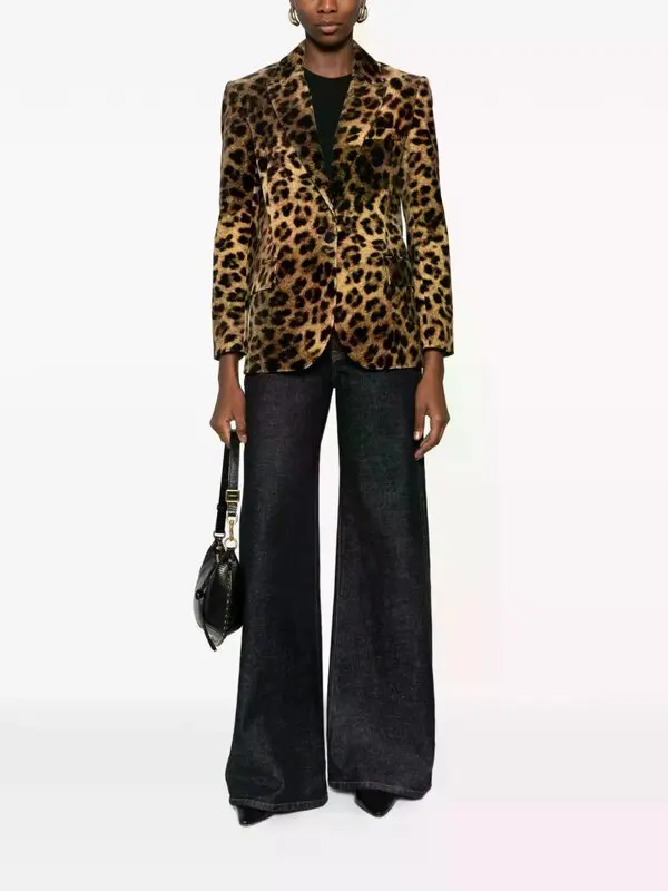 Ba&sh Leopard Print Single-breasted Jacket