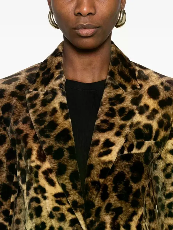 Ba&sh Leopard Print Single-breasted Jacket