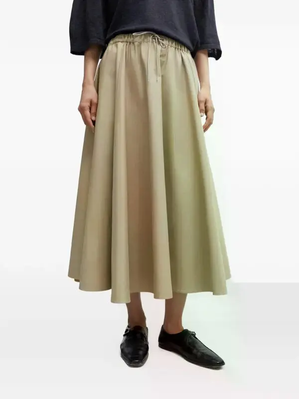 CORDERA Drawstring A-line Midi Skirt