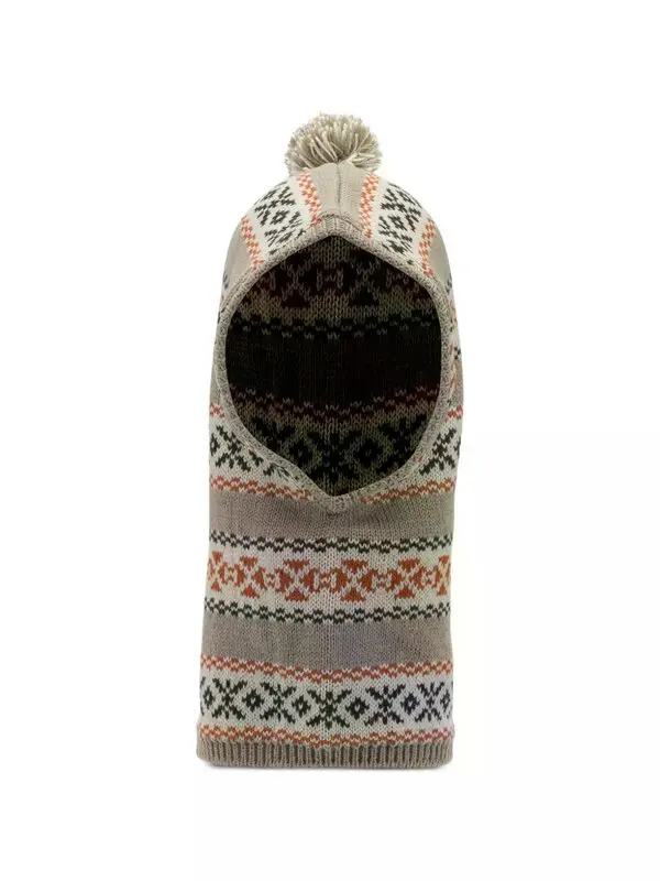 Kapital Pompom Patterned Hat - Neutrals